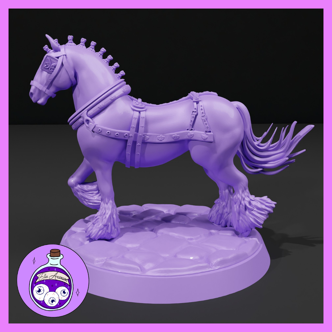 Draft Horse w/Yoke | D&D Miniature for Wilderness Encounters – MitzNSimz