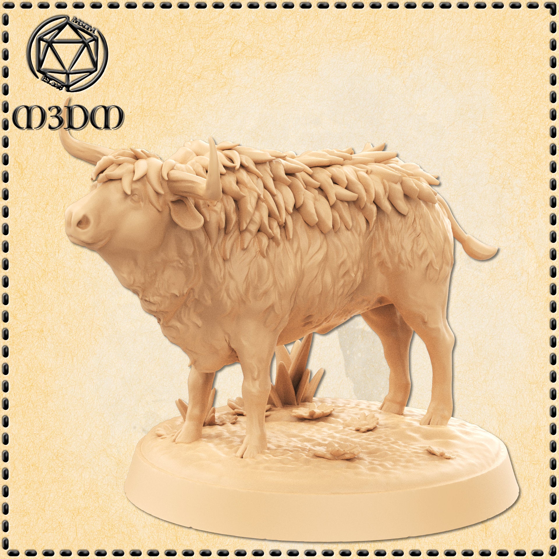 Highland Cow D&D Miniature by Mia Kay M3DM – MitzNSimz