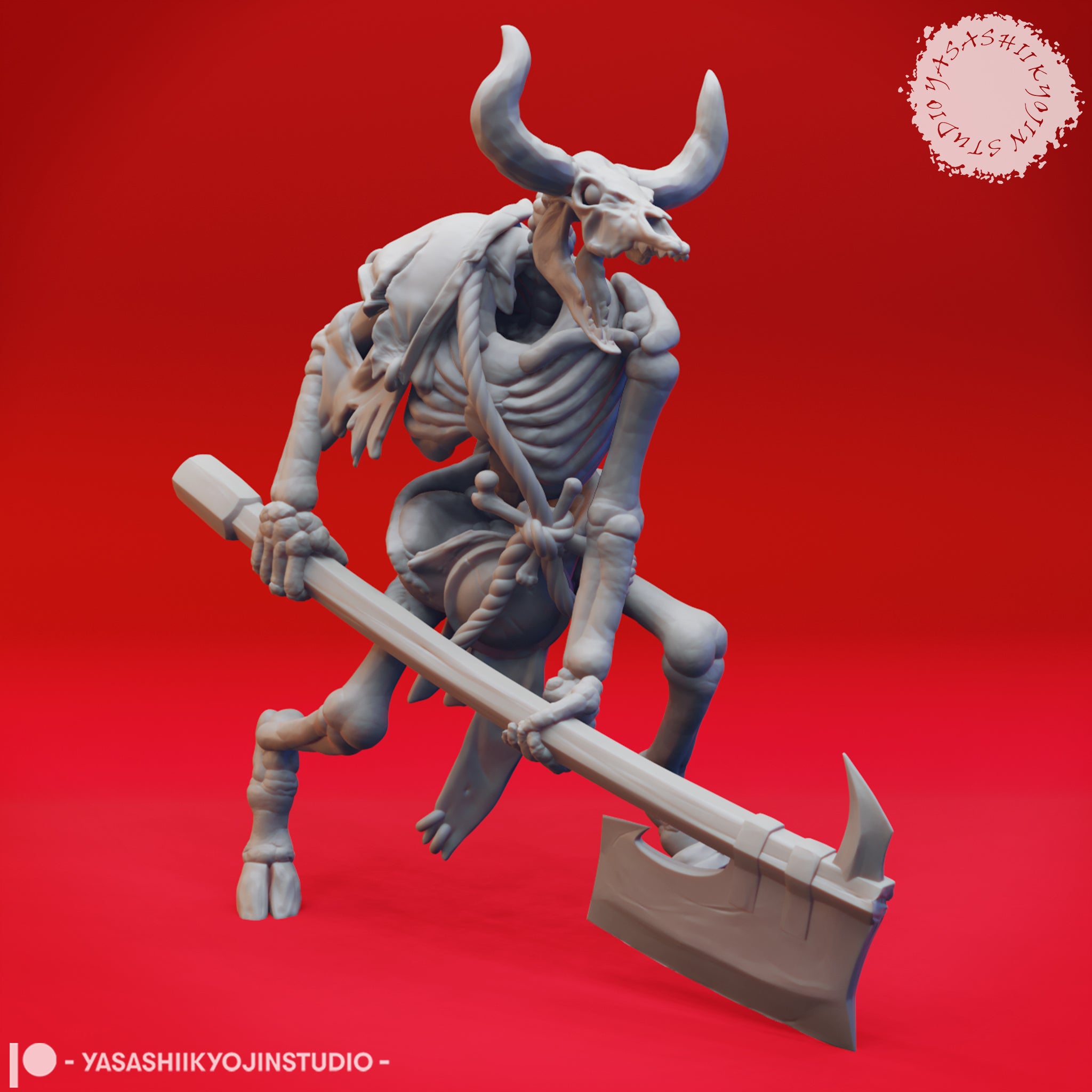 Minotaur Skeleton 01 D&D Miniature by Yasashii Kyojin Studios – MitzNSimz