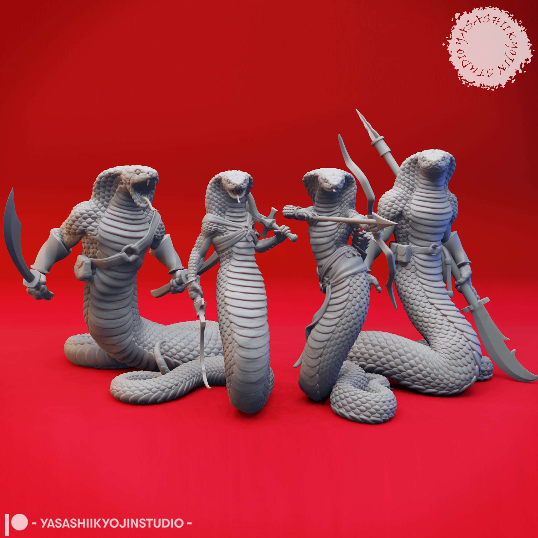 Serpent Warrior (Yuan-Ti) Bundle D&D Miniature by Yasashii Kyojin ...