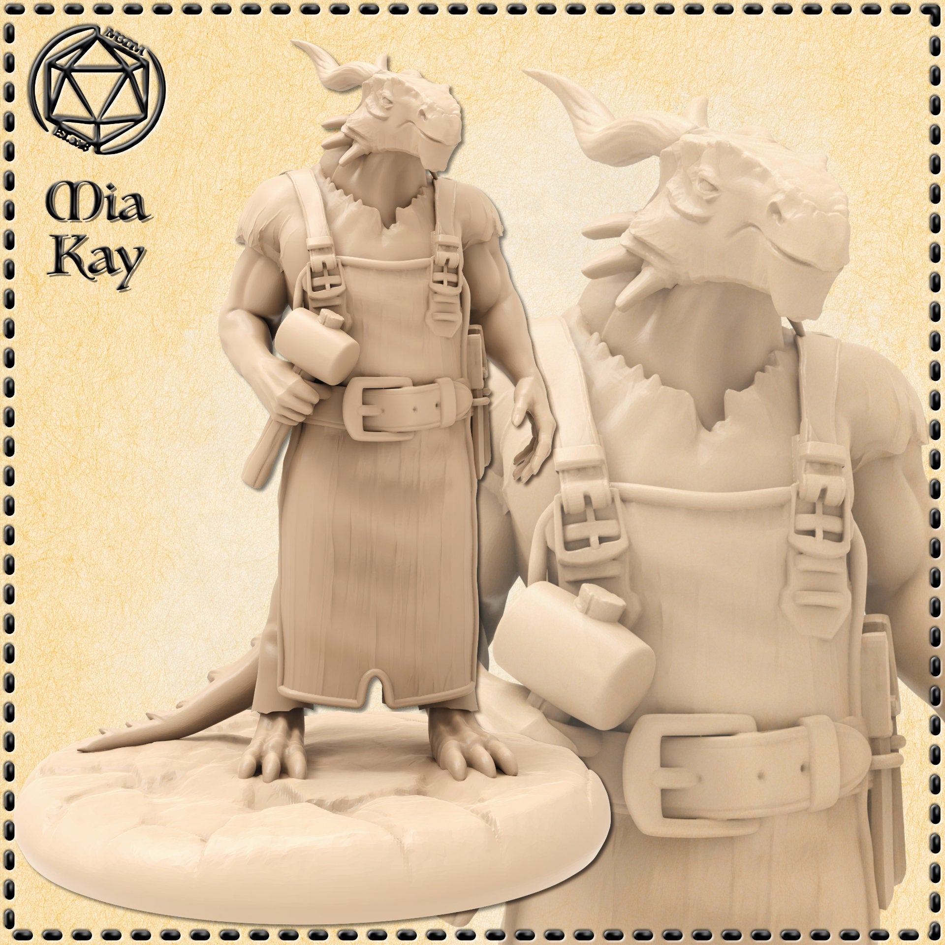 Dragonborn Blacksmith D&D Miniature by Mia Kay M3DM – MitzNSimz