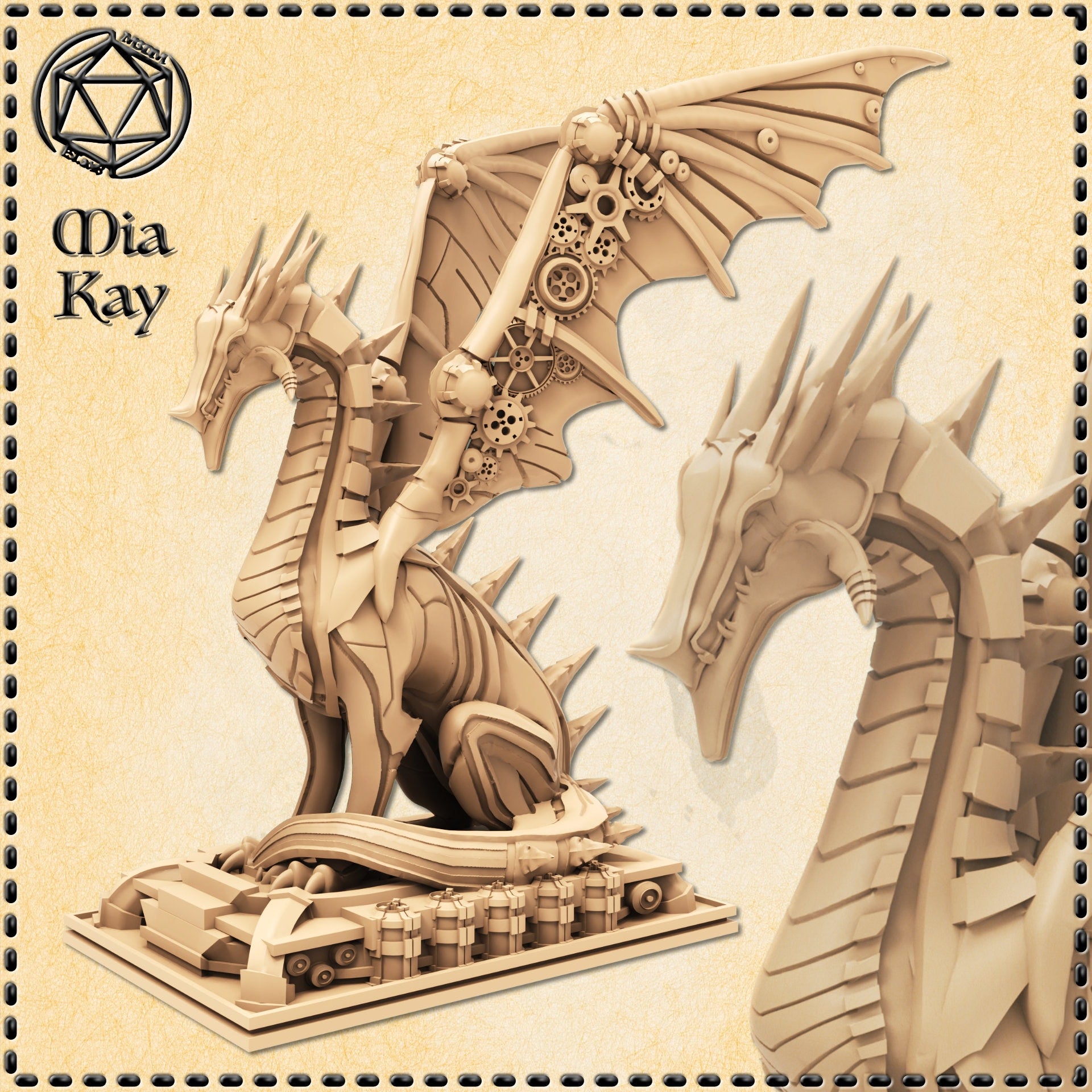 Steampunk Clockwork Dragon D&D Miniature by Mia Kay M3DM – MitzNSimz